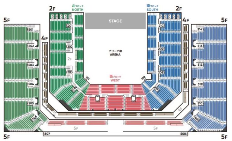 【GLION ARENA KOBE】キャパ・座席表・アリーナや2階5階スタンドの見え方｜立見席や注釈付きも！